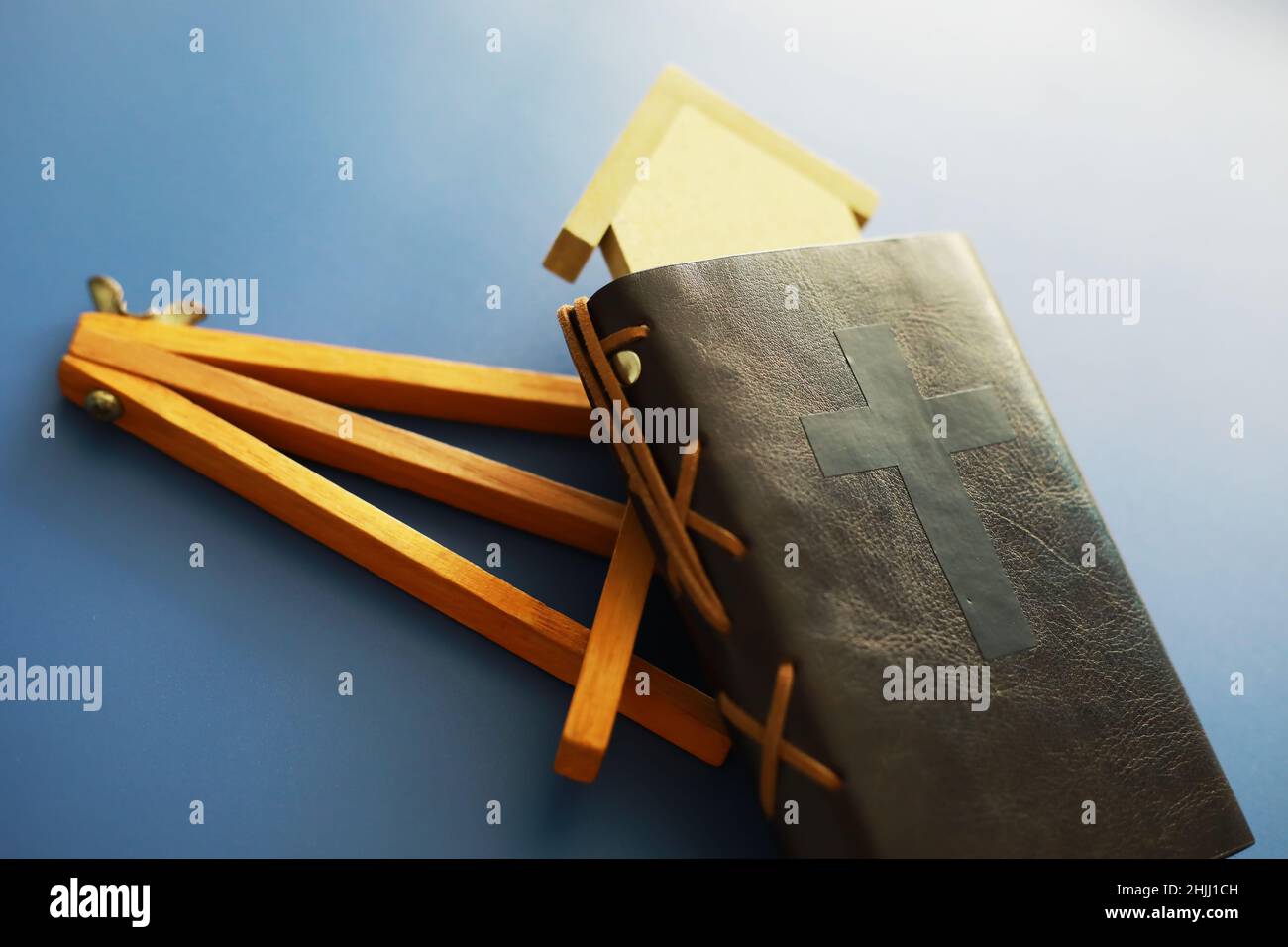 Book with the symbol the cross. Bible study. Religious book. Prayer ...
