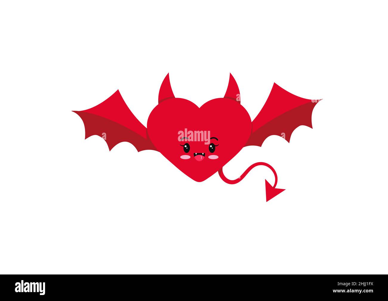 Cute devil heart kawaii character icon isolated on white background ...