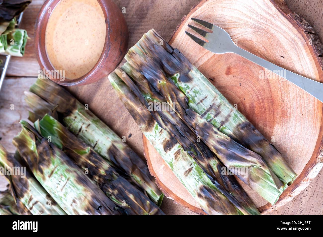 grilled fish cake, made from ground mackerel fish mixed with spices ...