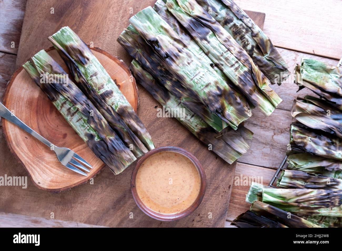 grilled fish cake, made from ground mackerel fish mixed with spices ...