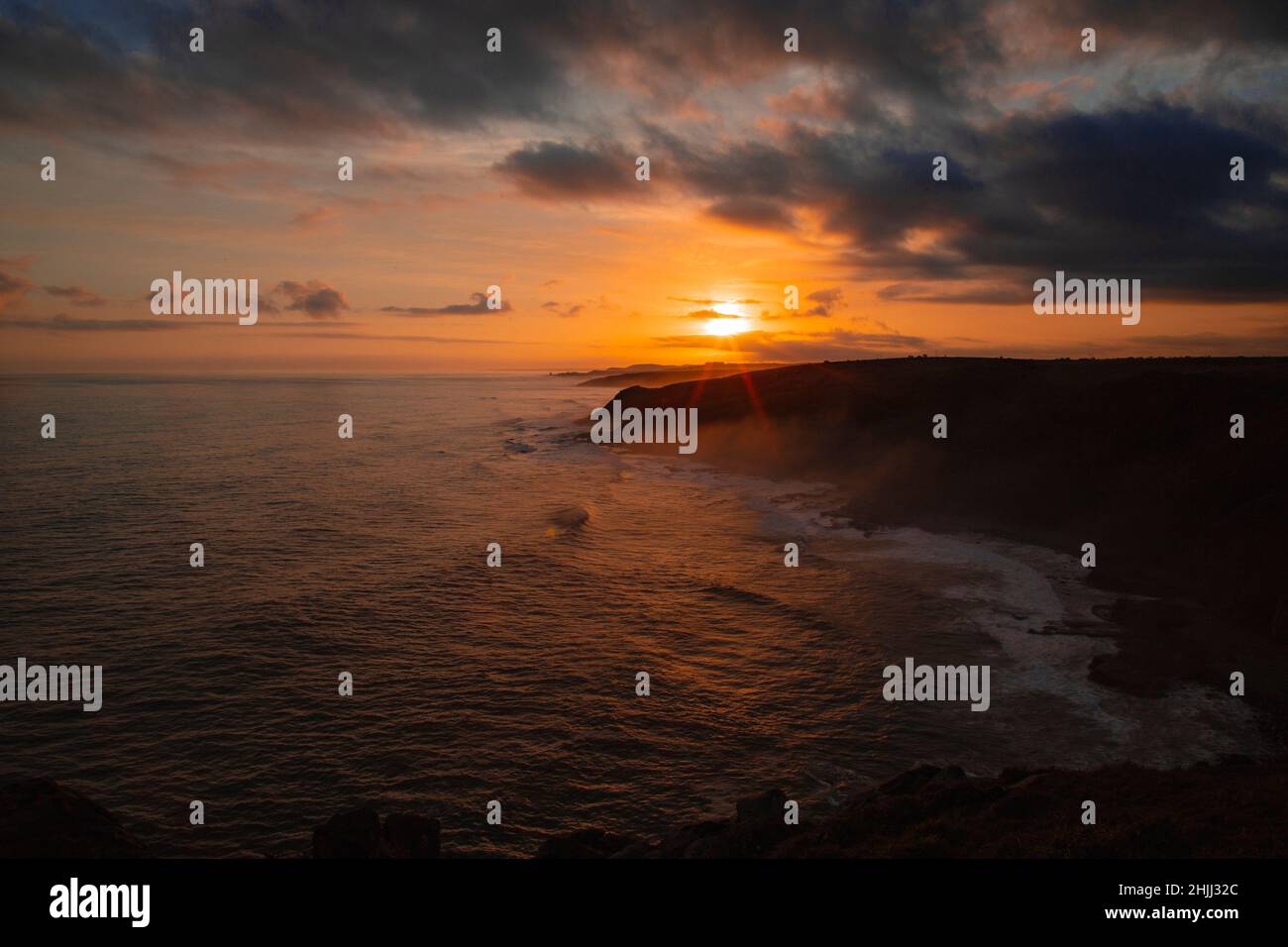 Morgan Bay Cliffs on the Wild Coast at a misty Dusky Sunset Stock Photo ...