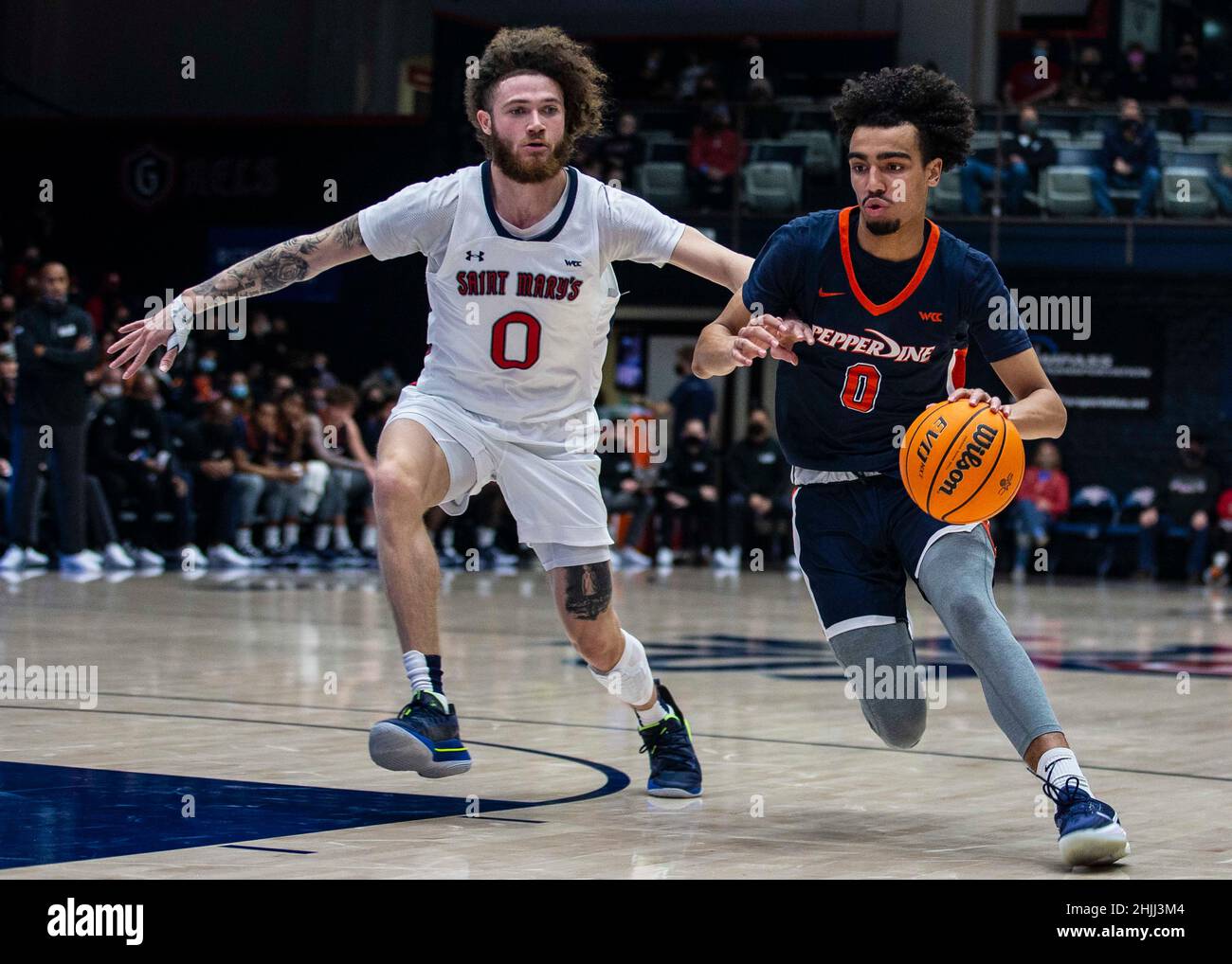 January 29 2022 Moraga, CA U.S.A. Pepperdine Waves guard Houston ...