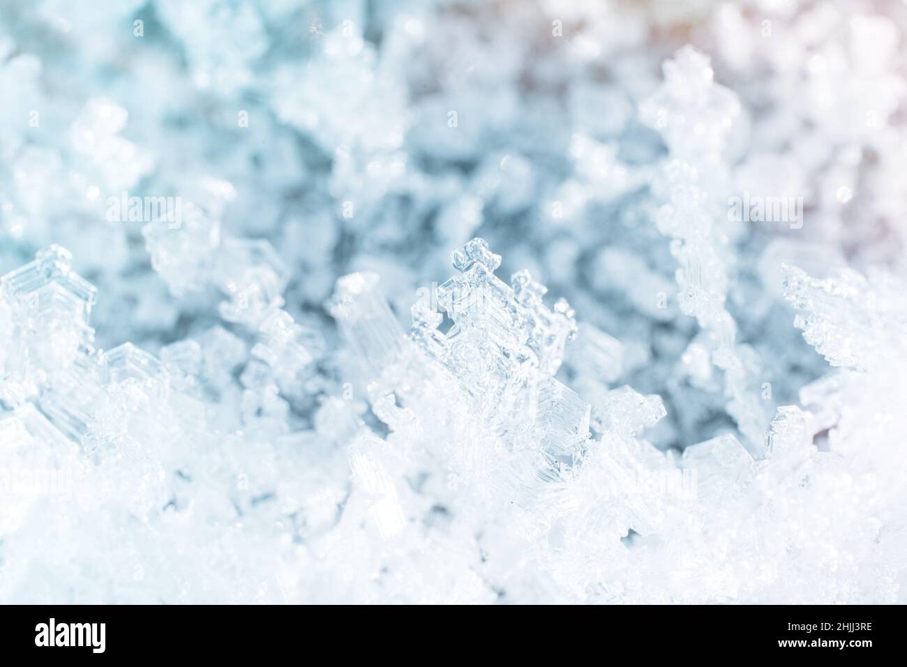 Crystal structure of ice against blurred background Stock Photo - Alamy