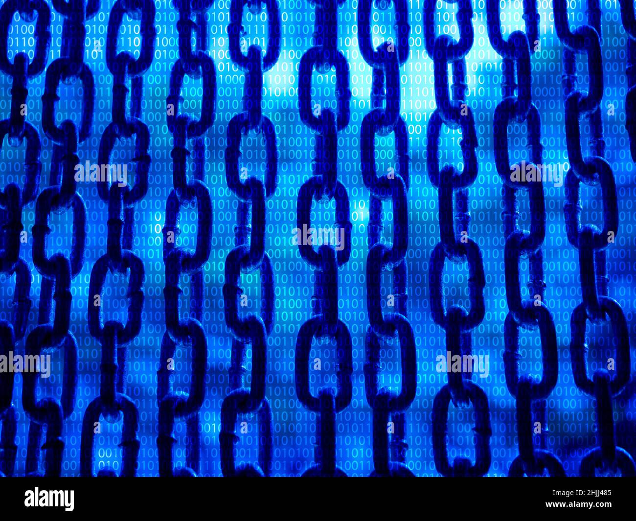 Blockchain technology concept. Abstract blue block chain, big data ...