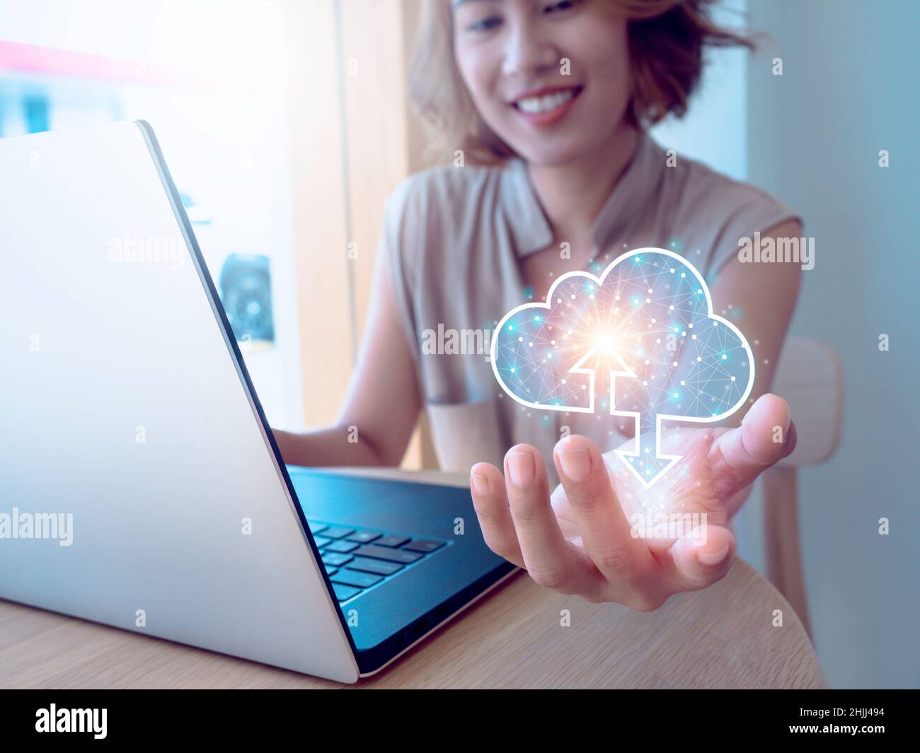 Cloud computing diagram, big data center, future infrastructure, networking, and internet ...