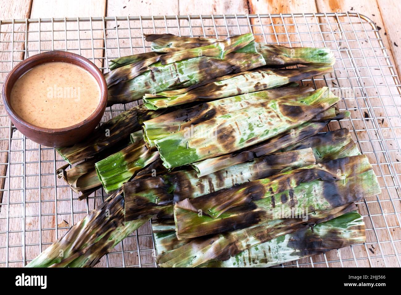 grilled fish cake, made from ground mackerel fish mixed with spices ...