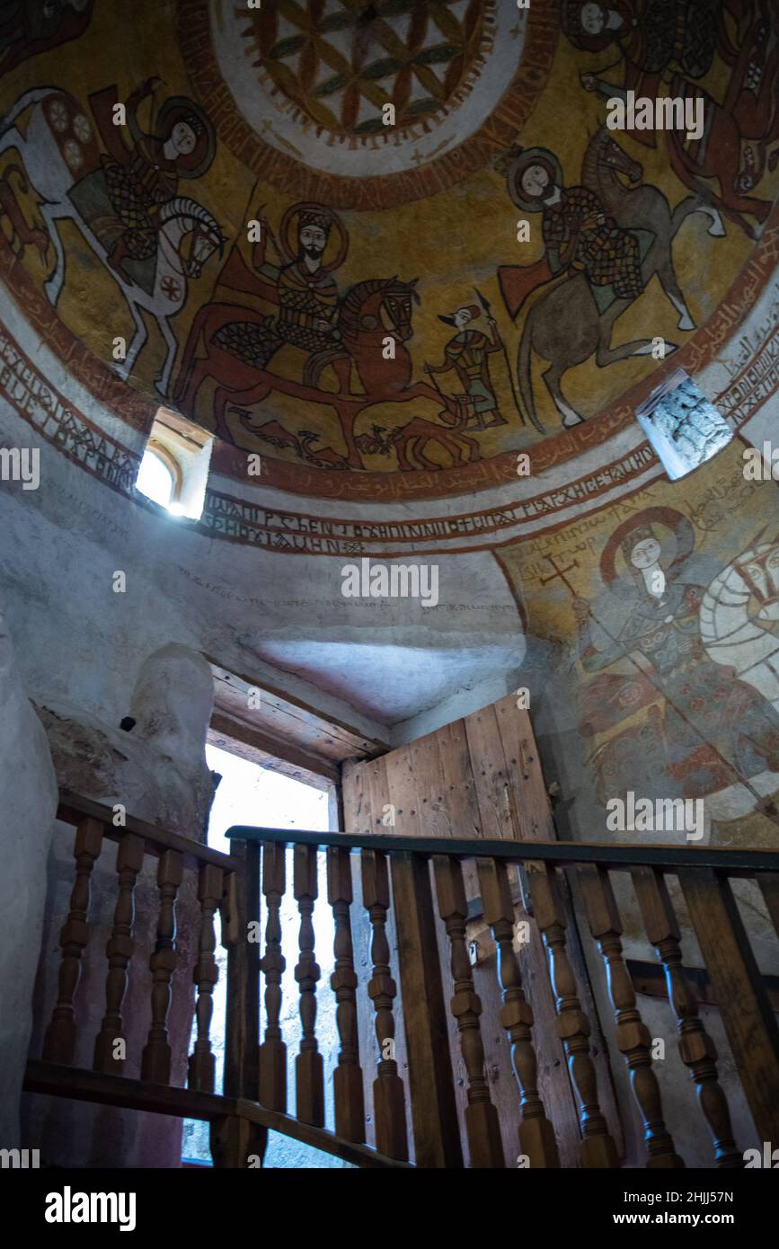 Zaafarana, Egypt - December 30, 2021: Coptic fresco paintings on wall ...