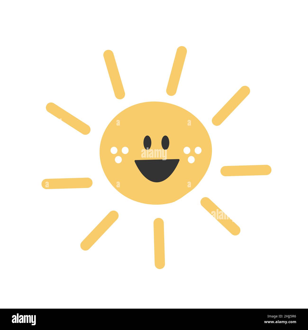 Cute funny Sun character. Vector hand drawn cartoon sun isolated on ...