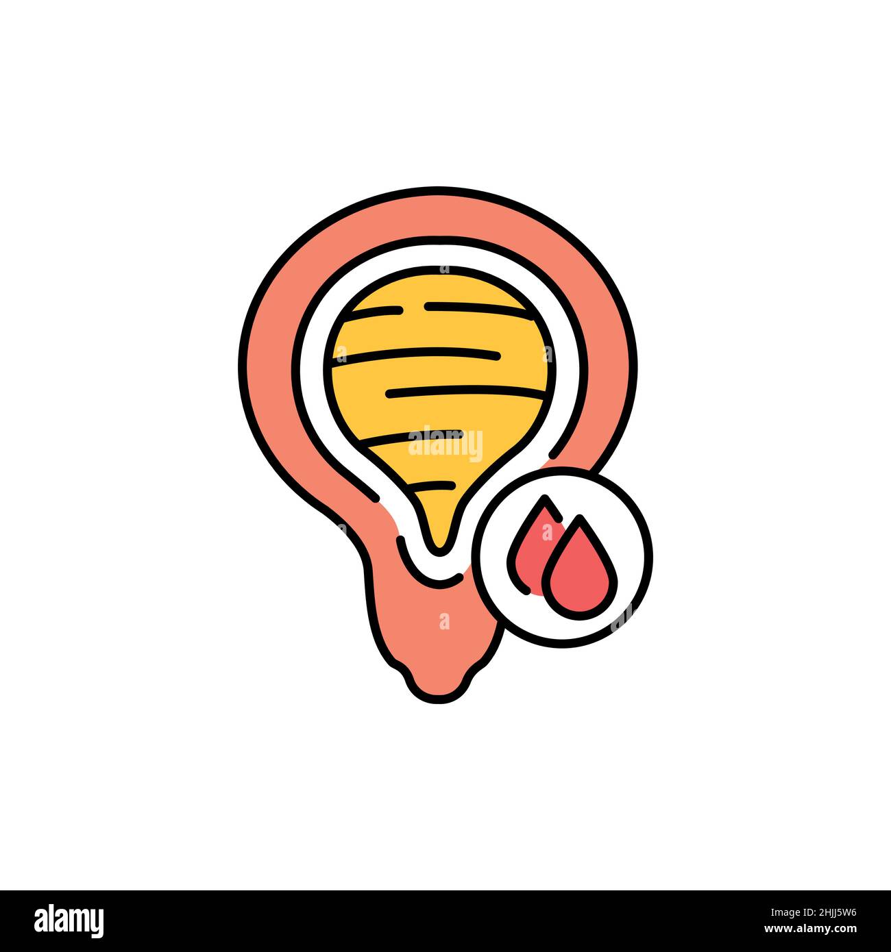 Blood in urine color line icon. Pictogram for web page, mobile app ...