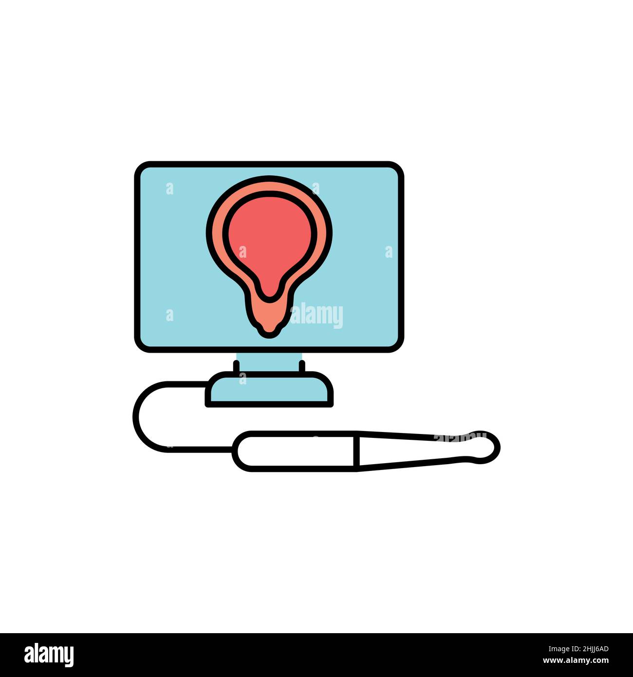 Ultrasound urinary system color line icon. Pictogram for web page ...