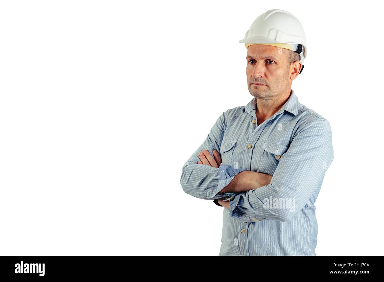 Middle aged builder on Cut Out Stock Images & Pictures - Alamy