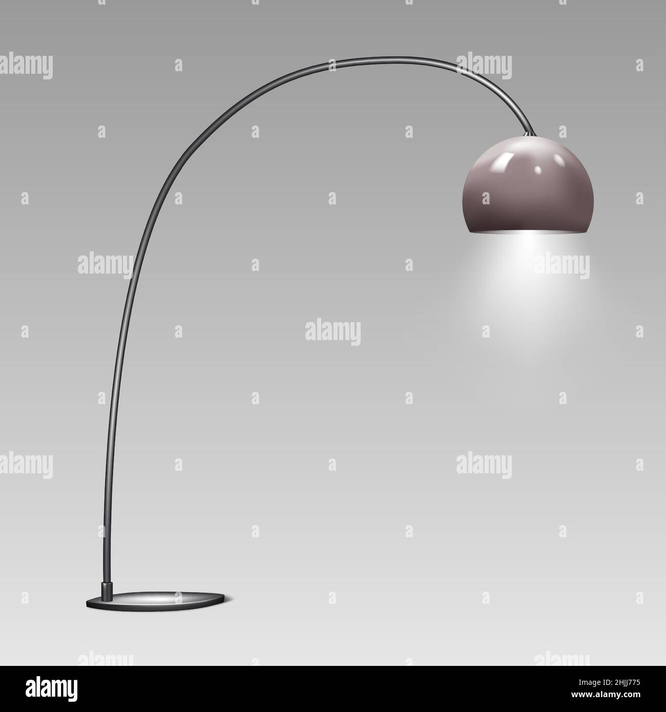 Floor arc stand lamp with metal lampshade. Modern interior light ...