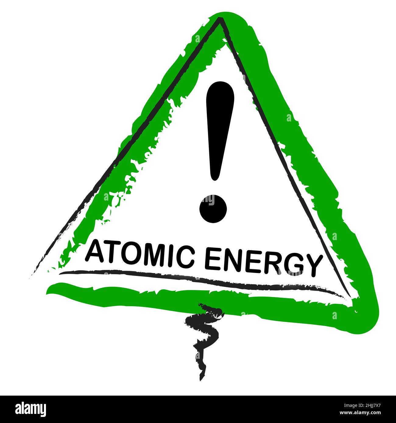 Green sign and Atomic Energy isolated against white background Stock ...