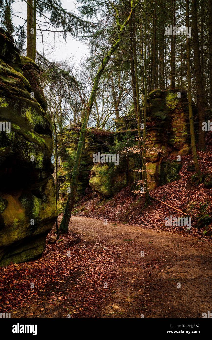 Rock formations in the Devil's Gorge in the Eifel Nature Park near ...