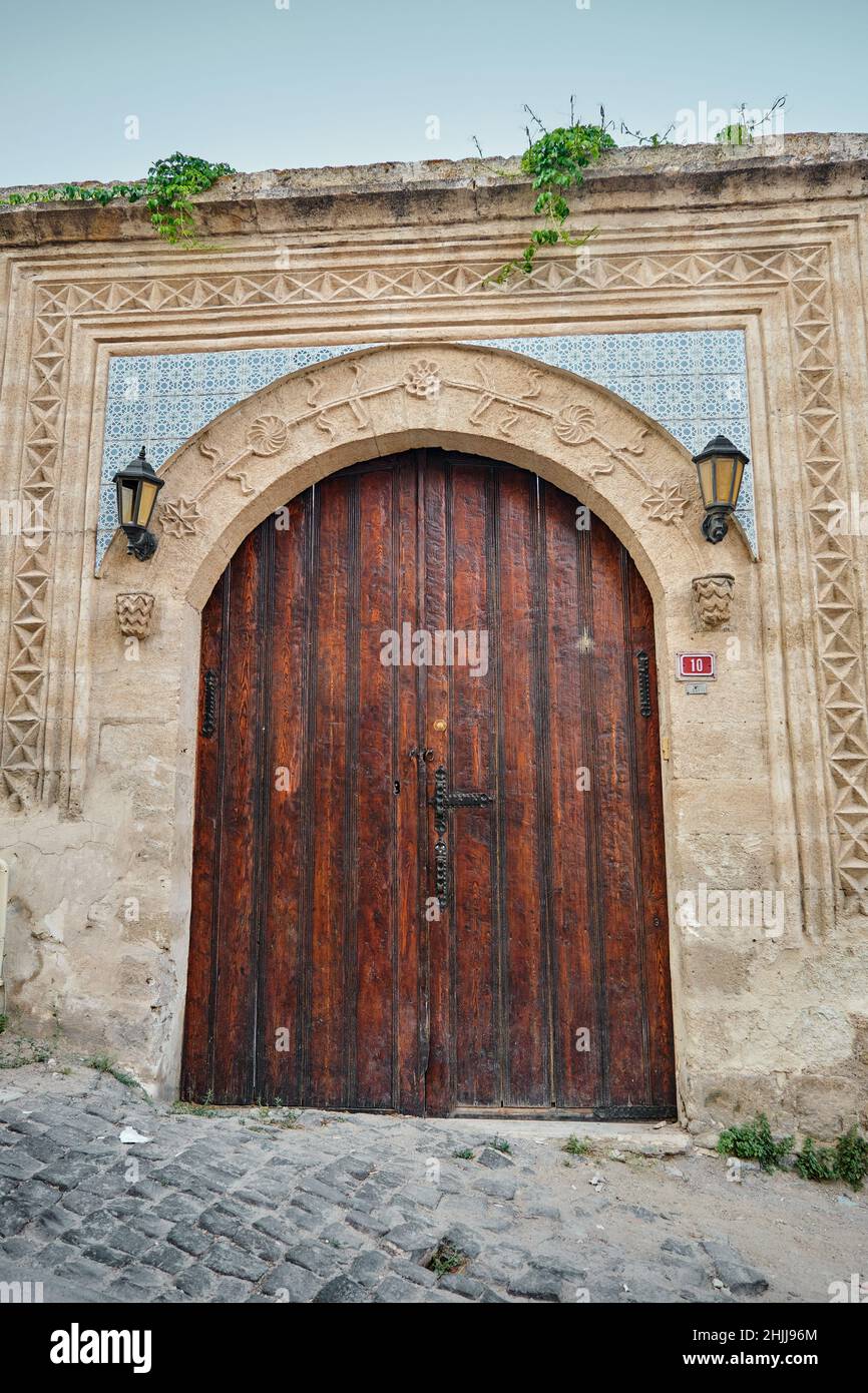 Ancient gate, gate made of wood, ornament top of door in cappadocia ...