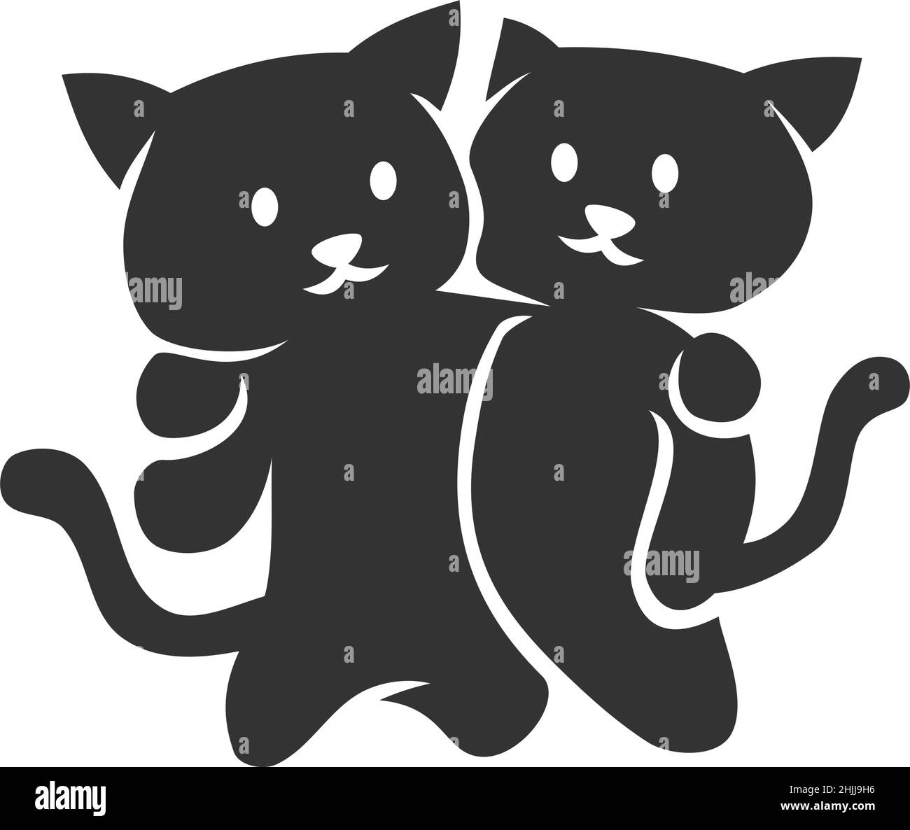 Cat Hug Friend Icon Illustration Brand Identity Stock Vector Image ...