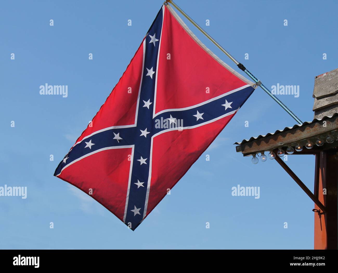 A Confederate Flag Flying from the Roof of a Building Stock Photo - Alamy