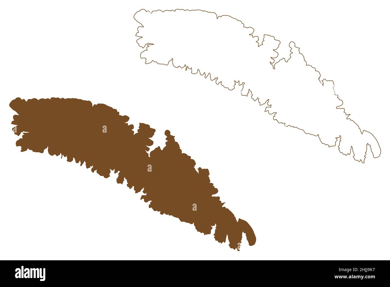 Solta island (Republic of Croatia, Adriatic Sea) map vector ...