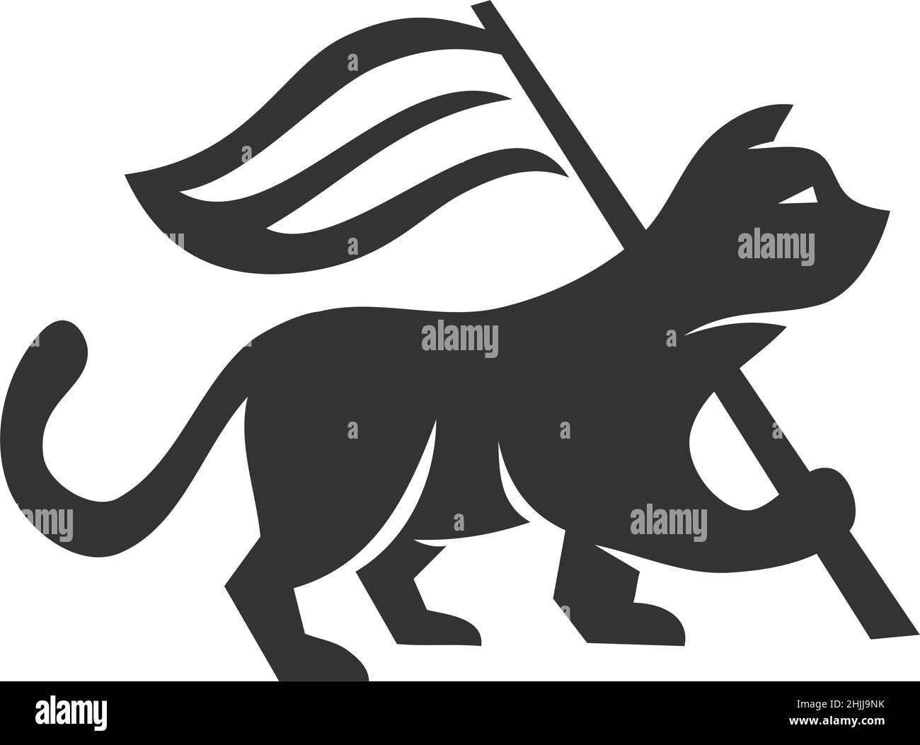 Cat Holding a Flag Icon Illustration Brand Identity Stock Vector Image ...