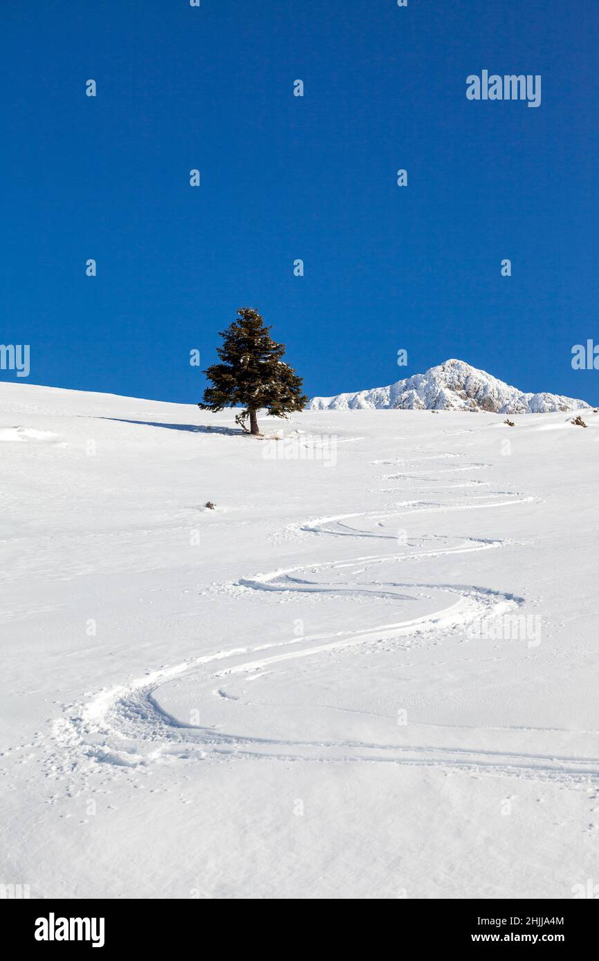 Ski resort in central Greece, at Velouchi mountain, also known as ...