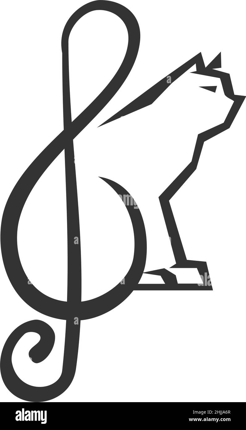 cat music note Icon Illustration Brand Identity Stock Vector Image ...
