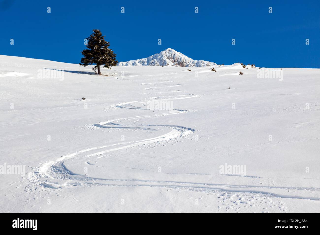 Ski resort in central Greece, at Velouchi mountain, also known as ...