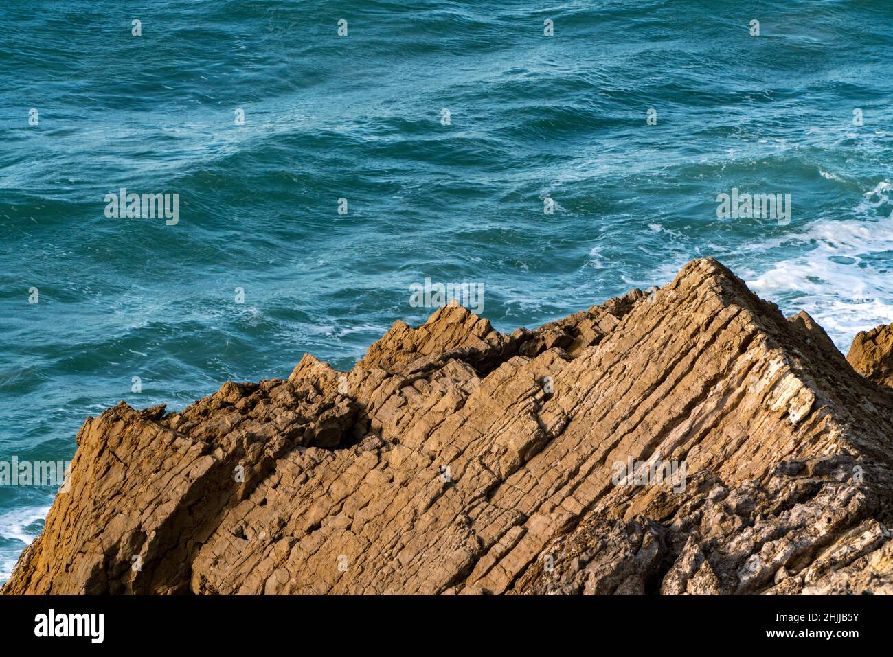 Detail of rock formation at Praia Velha beach in São Pedro de Moel ...