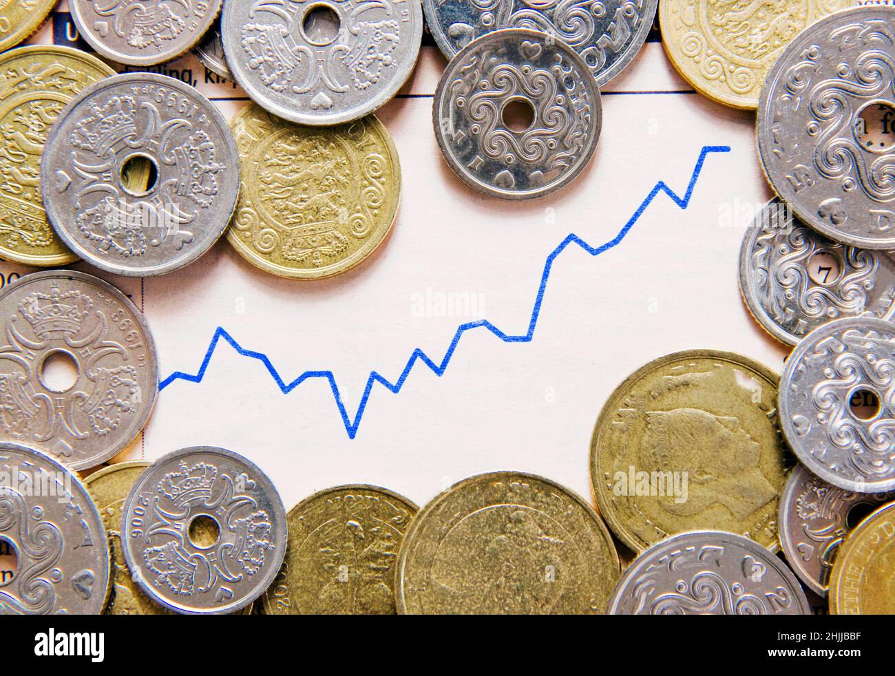 Coins and stock rate. Rising Stock Photo - Alamy