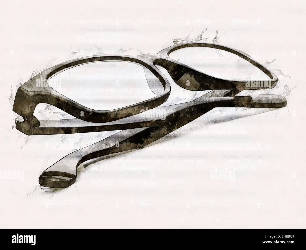 Illustration Sketch of a pair of black eyeglasses Stock Photo - Alamy
