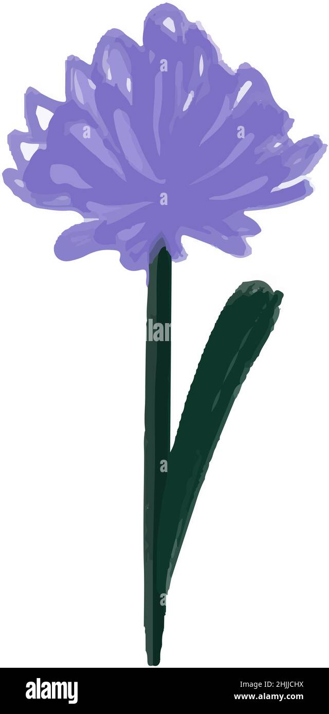 Abstract purple hand drawn Clover flower isolated on white background ...