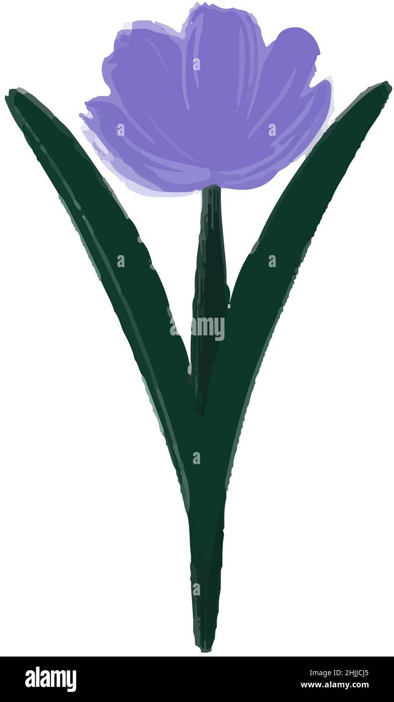 Abstract purple hand drawn flower isolated on white background. Vector ...