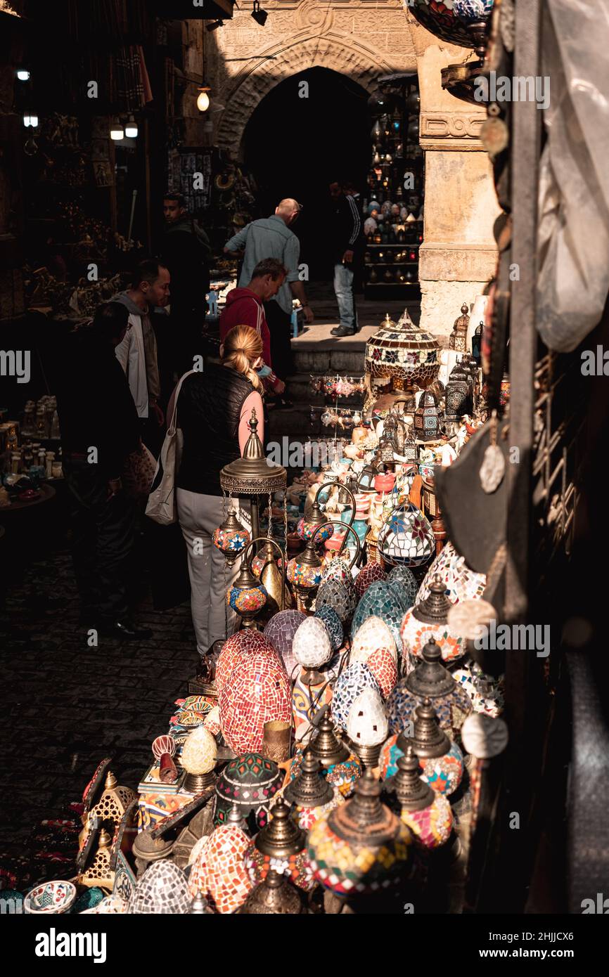 Cairo Egypt December 2021 Vertical shot of the cairo grand bazaar ...