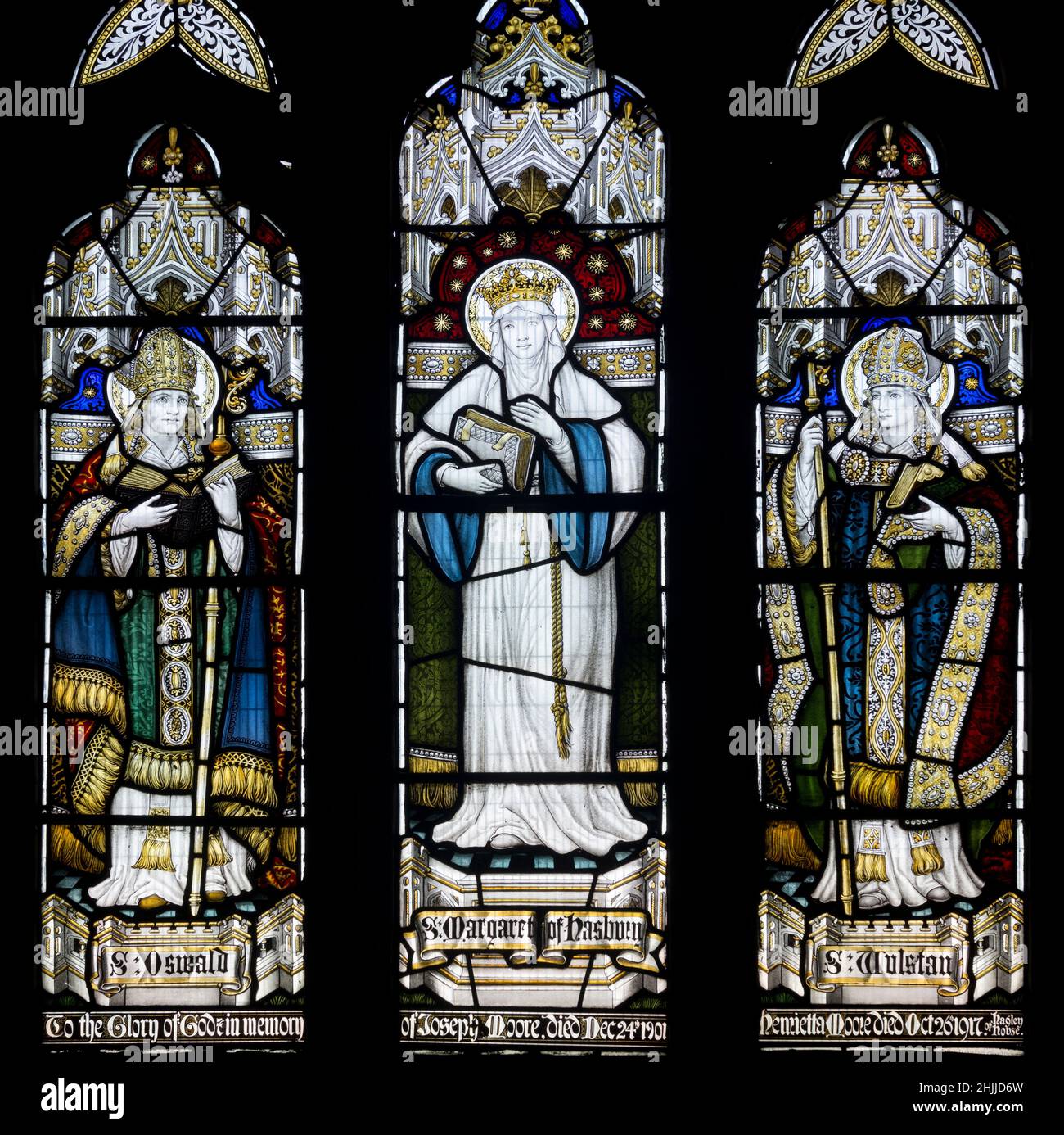 St. Oswald, St. Margaret of Hasbury and St. Wulstan stained glass, St ...
