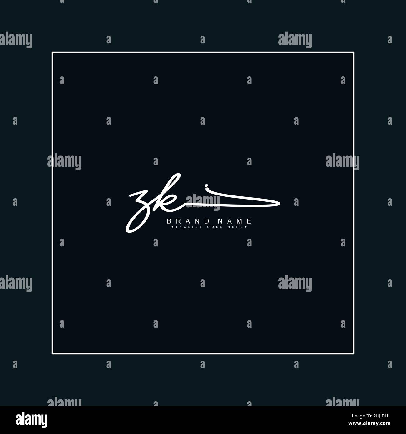 Initial Letter ZK Logo - Handwritten Signature Style Logo - Simple ...