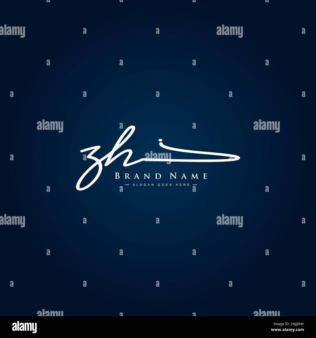 Initial Letter ZH Logo - Hand Drawn Signature Logo - Simple Signature ...