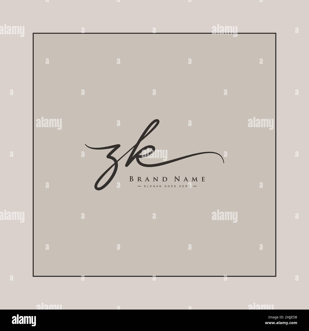 Initial Letter ZK Logo - Hand Drawn Signature Style Logo - Simple ...