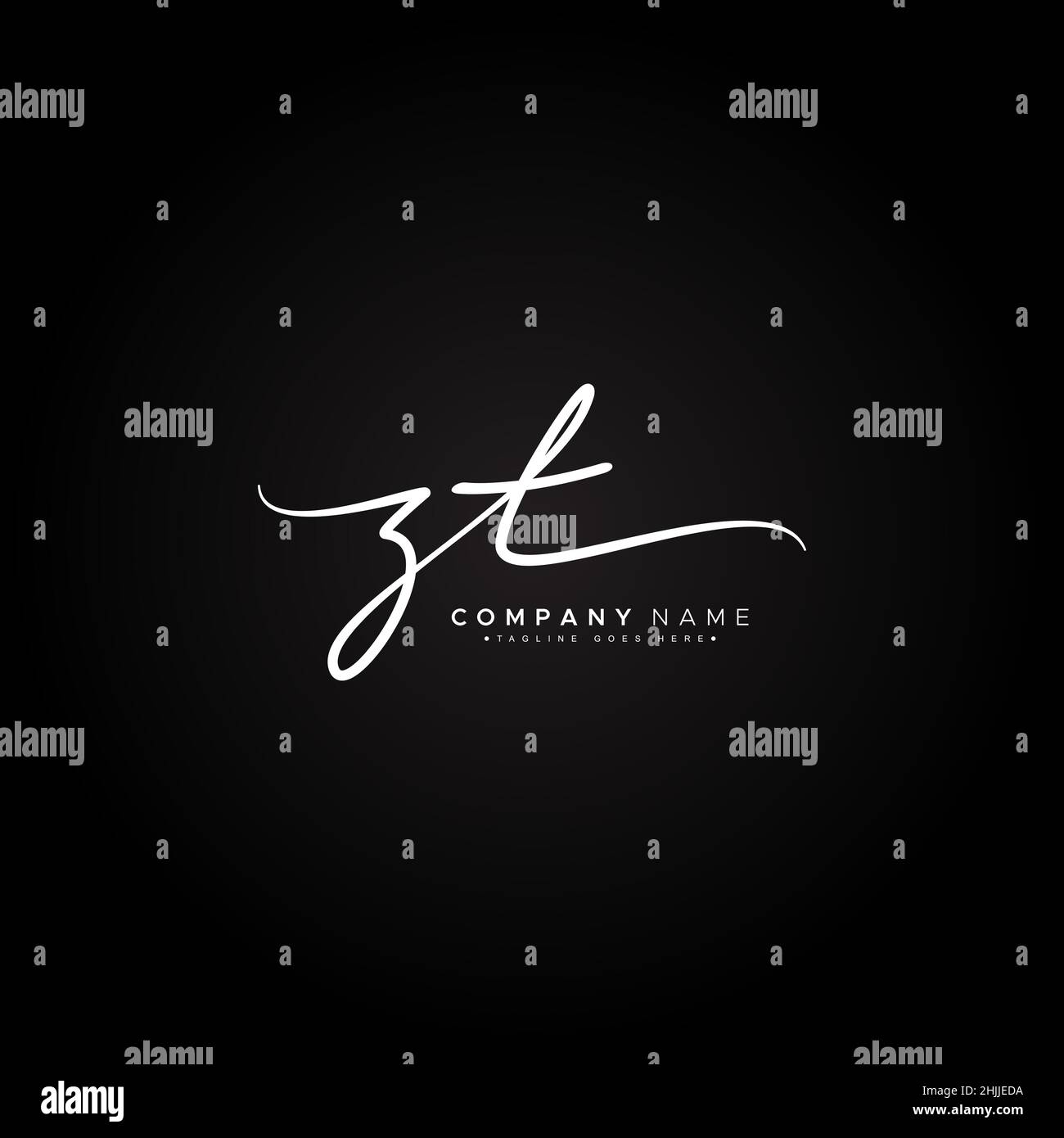 Initial Letter ZT Logo - Handwritten Signature Logo - Simple Signature Style Logo for Business ...
