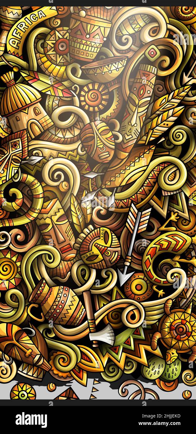 Africa hand drawn doodle banner. Cartoon detailed flyer. African ...
