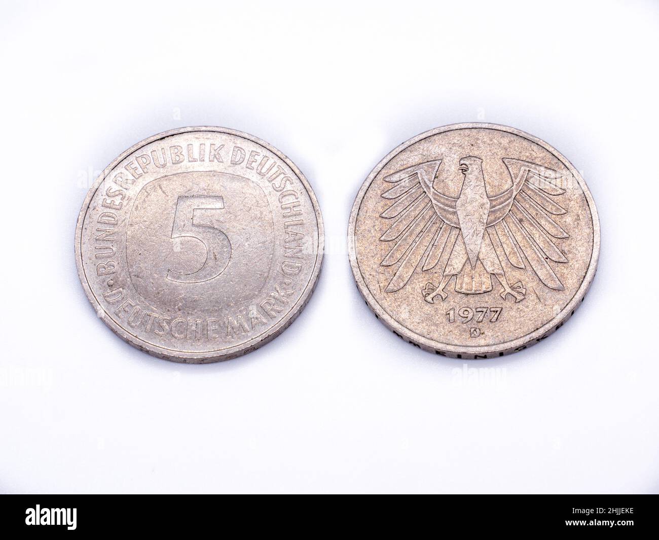 5 DM coin from Germany isolated Stock Photo - Alamy