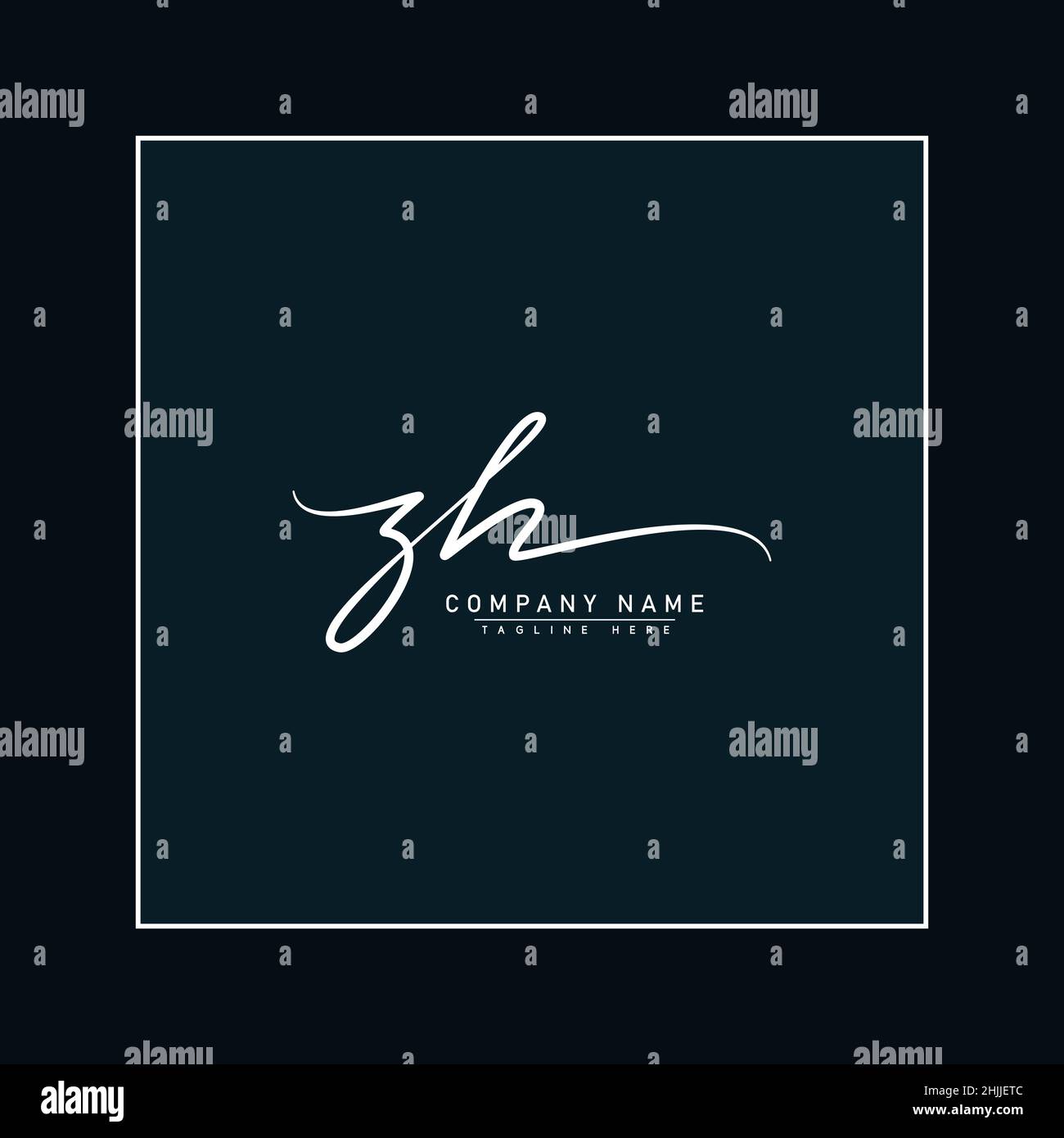 Initial Letter ZH Logo - Handwritten Signature Logo - Simple Signature ...
