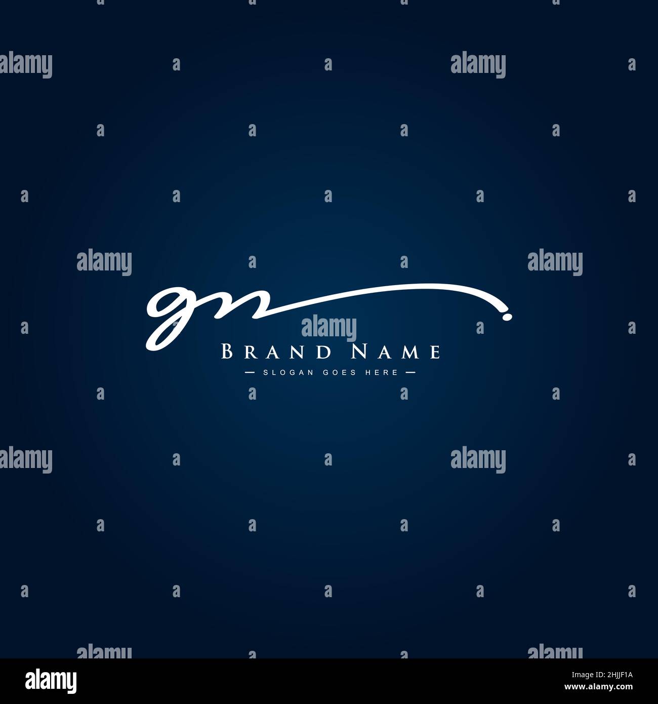Initial Letter GN Logo - Handwritten Signature Style Logo - Simple ...
