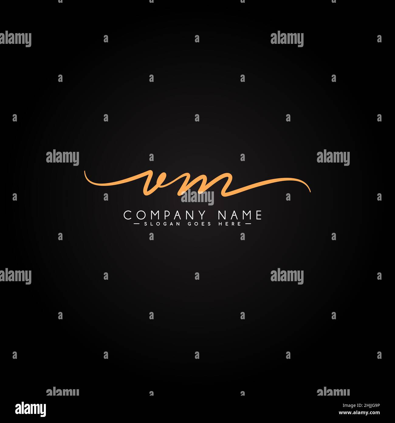 Initial Letter VM Logo - Handwritten Signature Logo - Vector Logo in ...