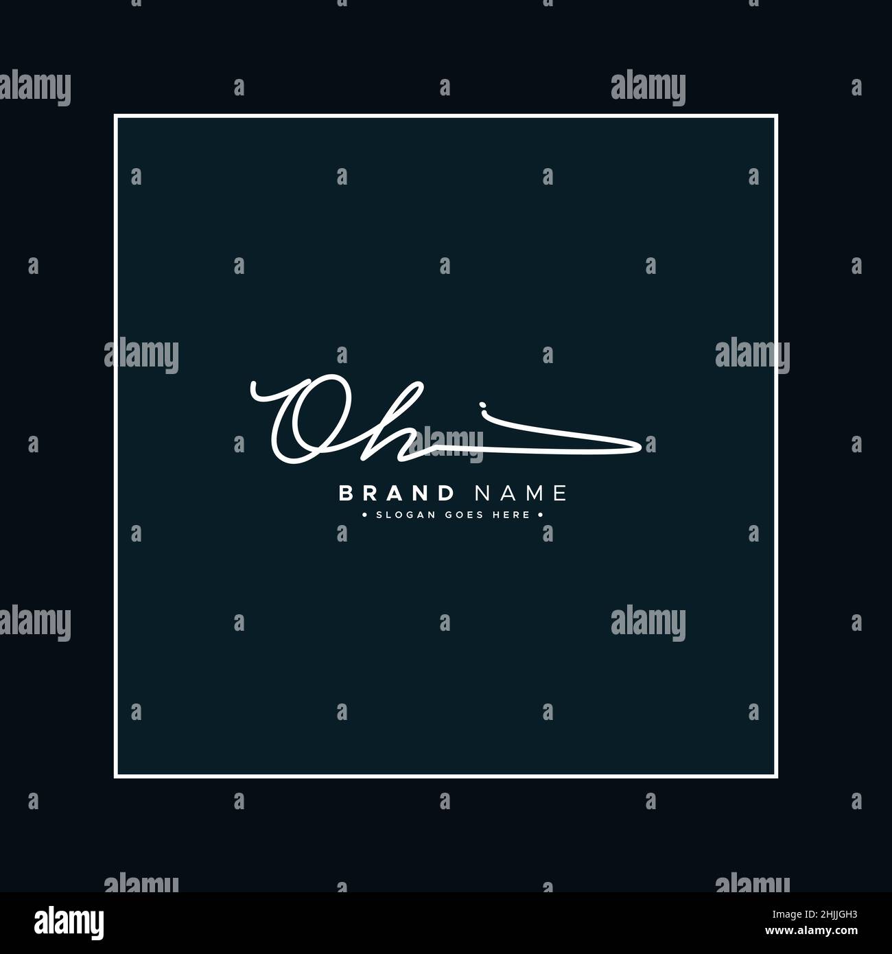 Initial Letter OH Logo - Hand Drawn Signature Logo - Vector Logo in ...