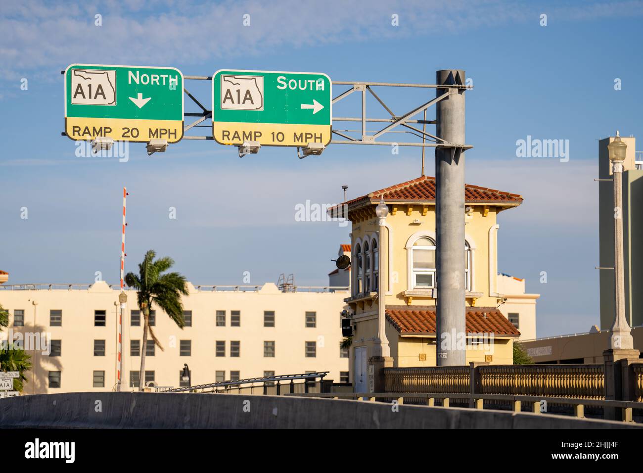 Street sign on the Hollywood Beach Bridge Broward County Florida USA Stock Photo - Alamy