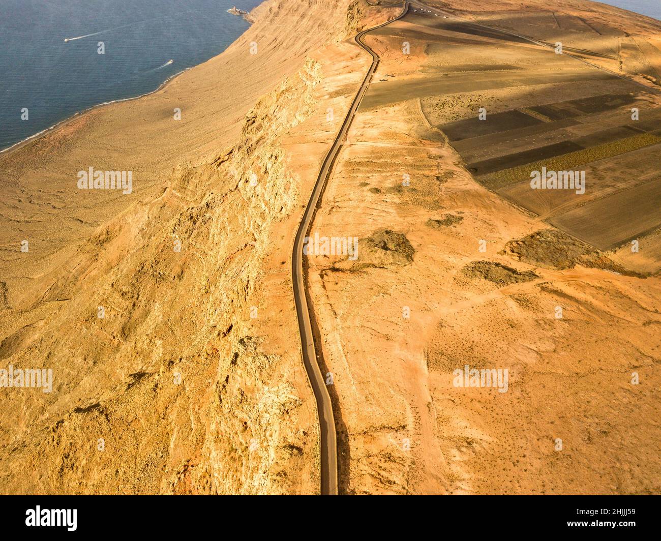Aerial view from the north tip of the island of Lanzarote, view of the ...