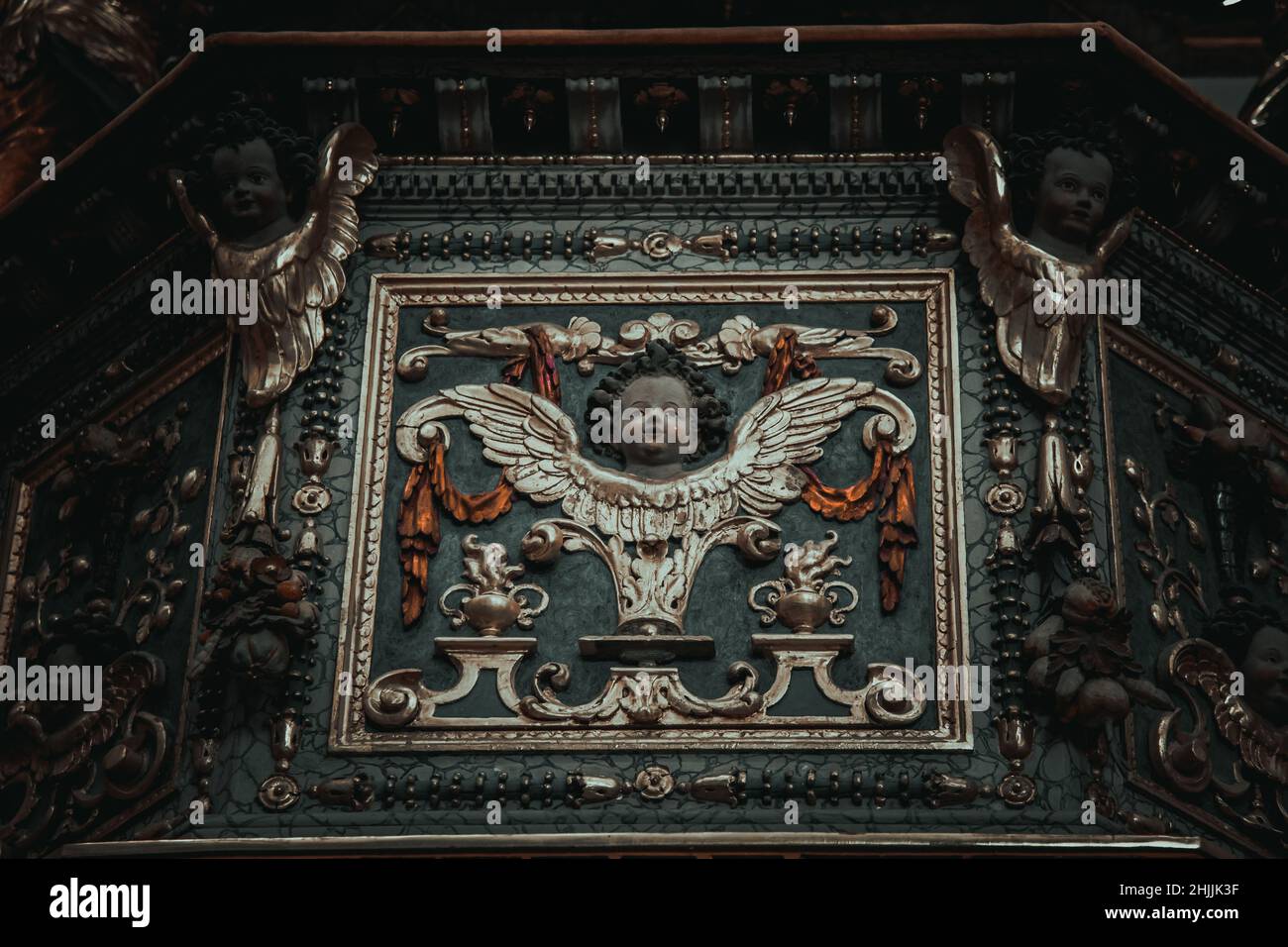 ancient bas-relief in the catholic church Stock Photo - Alamy