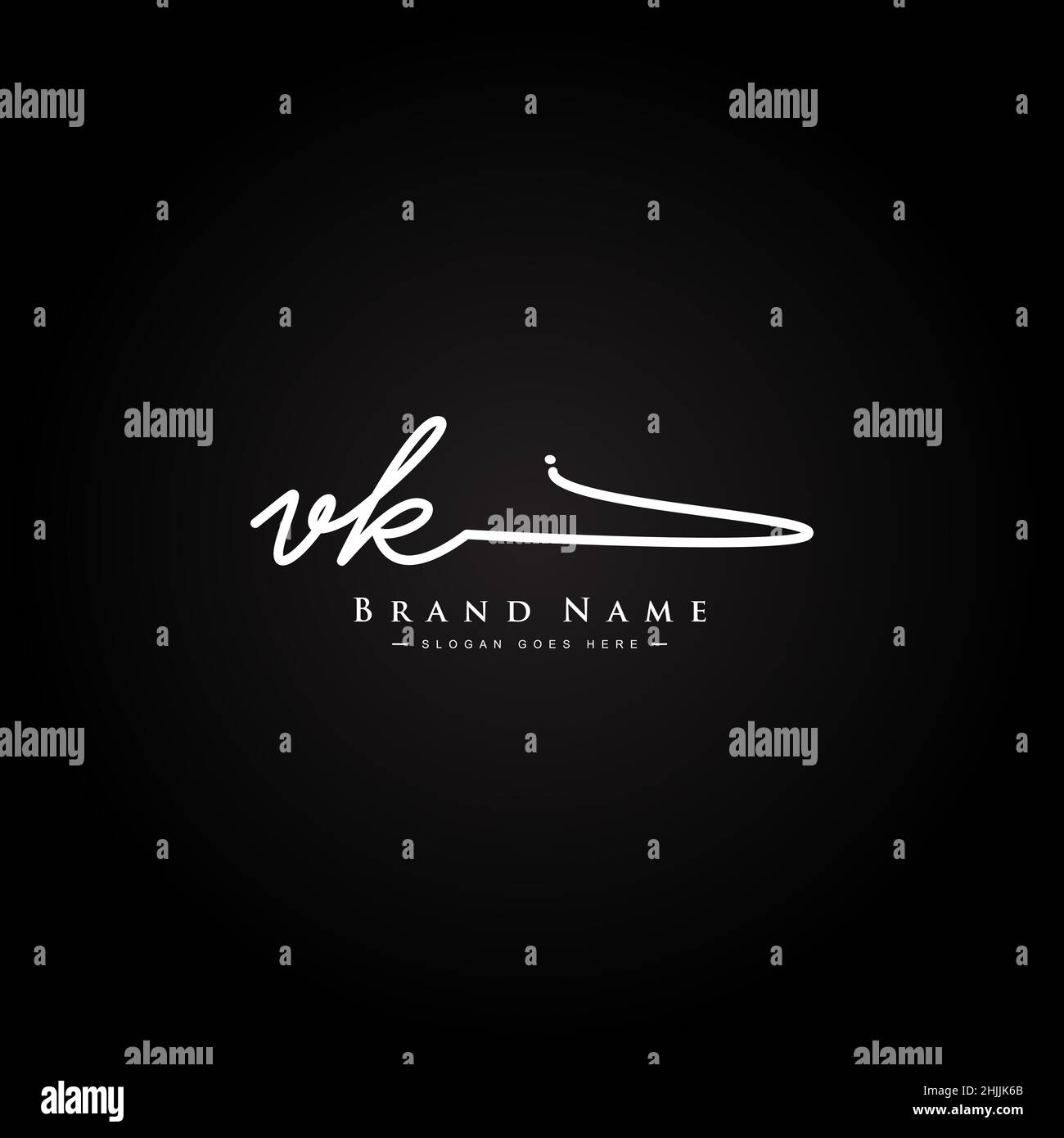 Initial Letter VK Logo - Hand Drawn Signature Logo - Simple Vector Logo ...