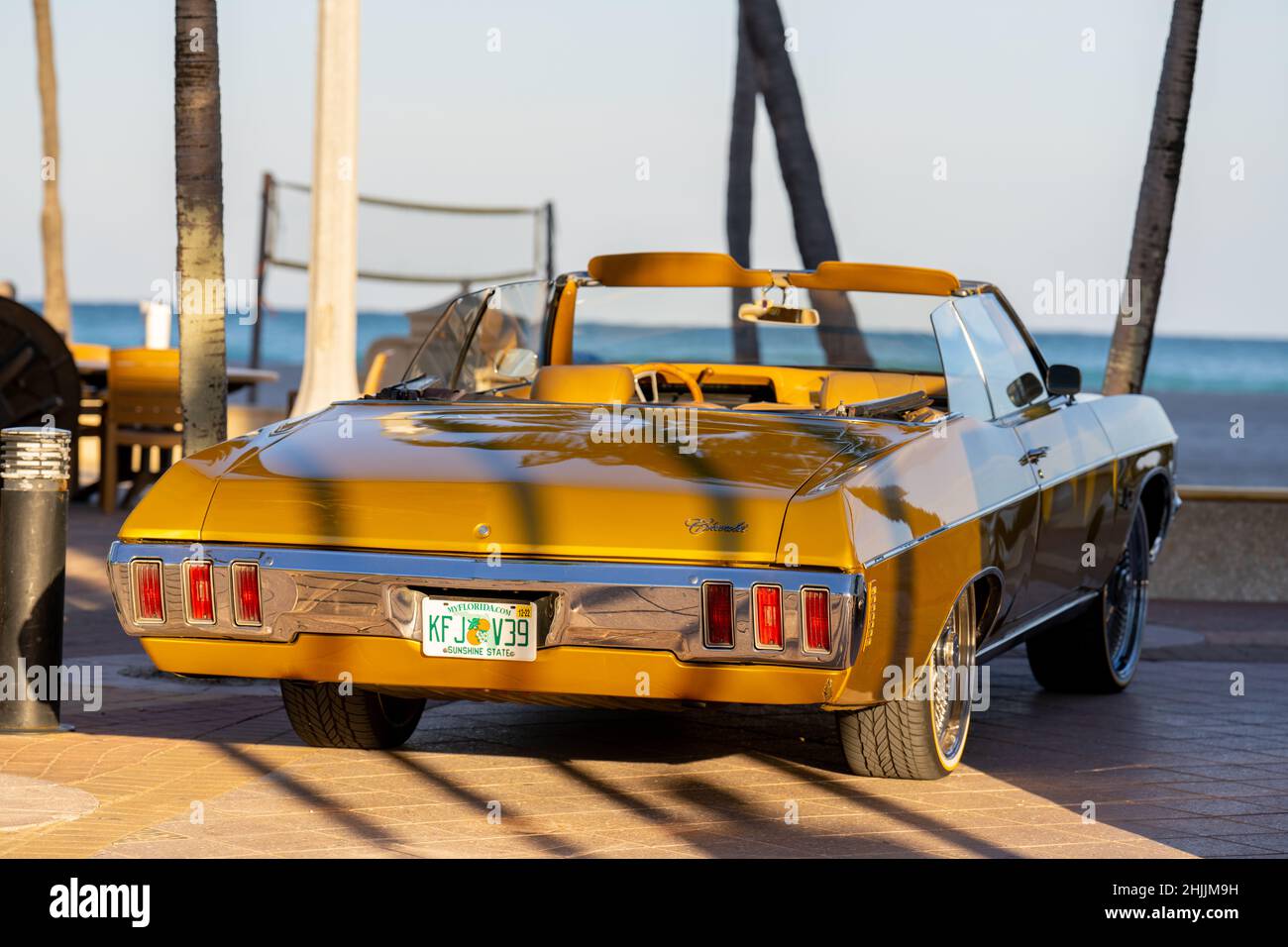 Hollywood, FL, USA - January 29, 2022: Photo of a golden Chevy Impala ...