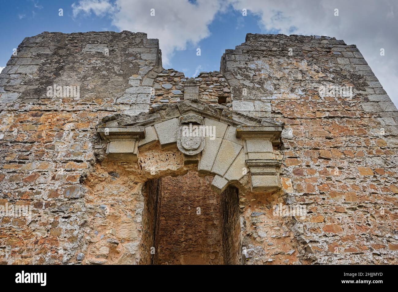 Castle, Entrance gate, Castelo Rodrigo village, Serra da Estrela, Beira ...