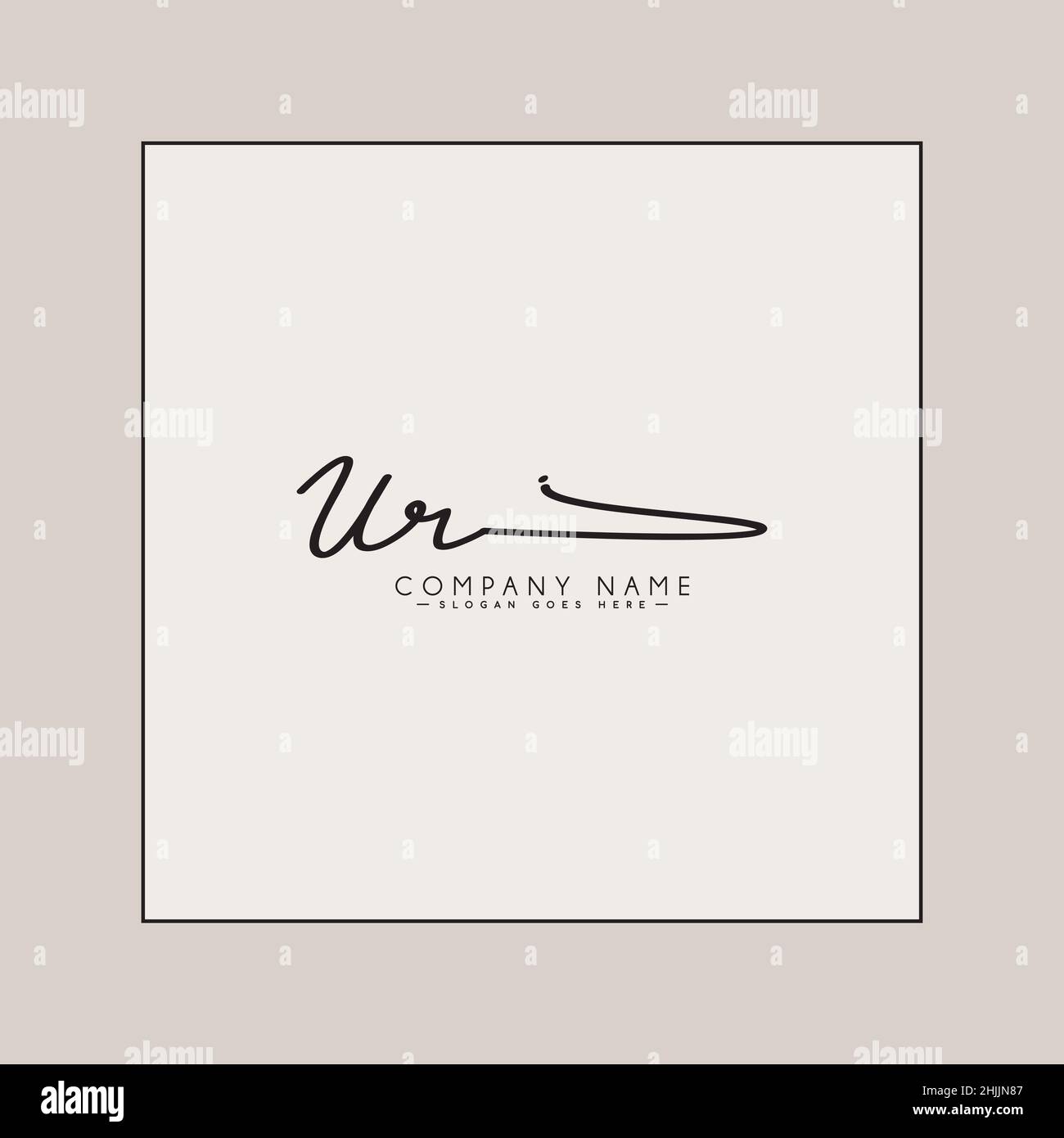 Initial Letter UR Logo - Handwritten Signature Style Logo - Simple ...